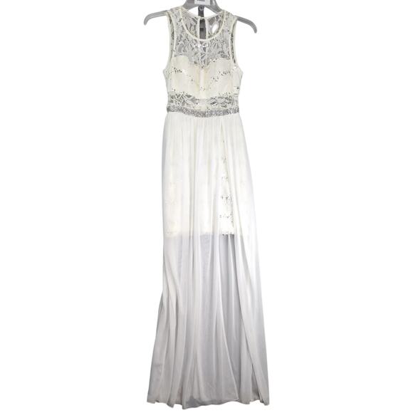 BCX | Dresses | Bcx Sheer Lace Overlay Offwhite Dress Sz 3 Juniors ...
